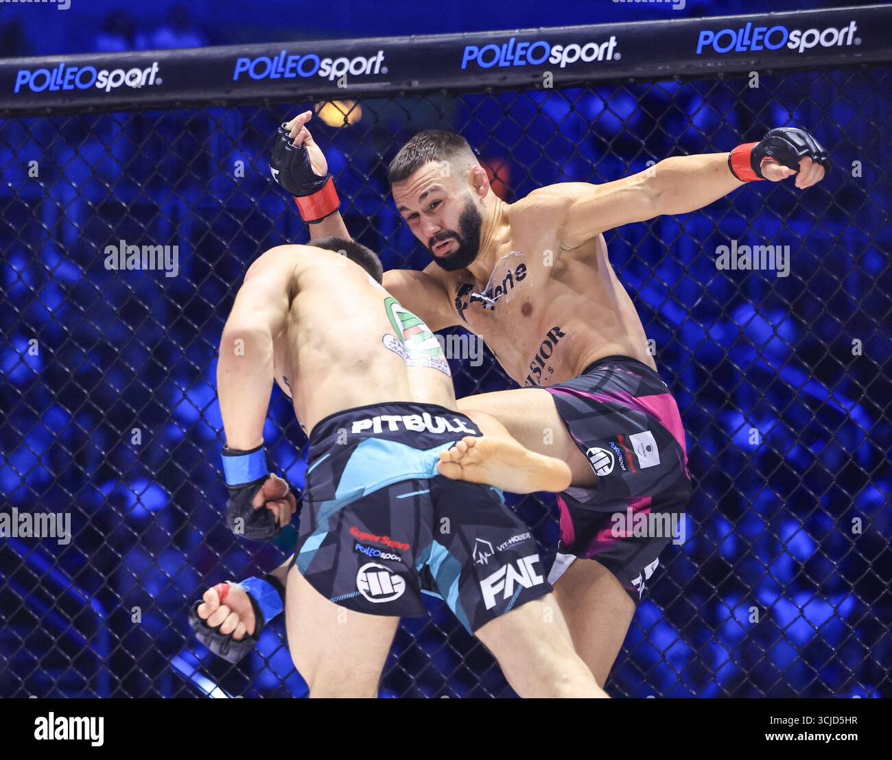 Marko Ancic of Croatia fights Mykola Kazachynskyi of Ukraine in featherweight fight during FNC ...