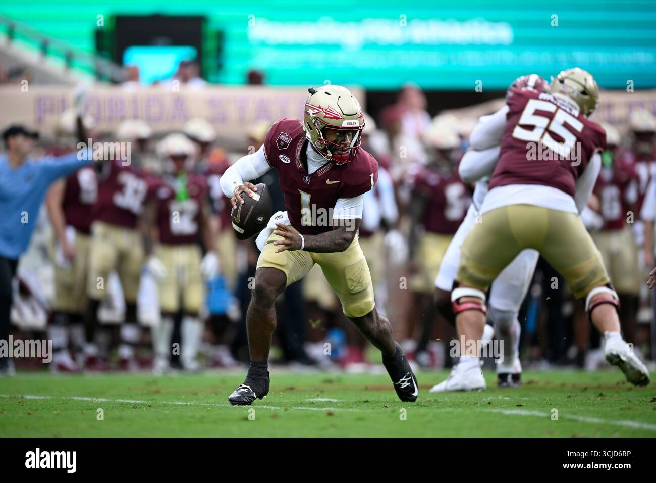 Florida State quarterback Tommy Castellanos (1) scrambles for yardage ...