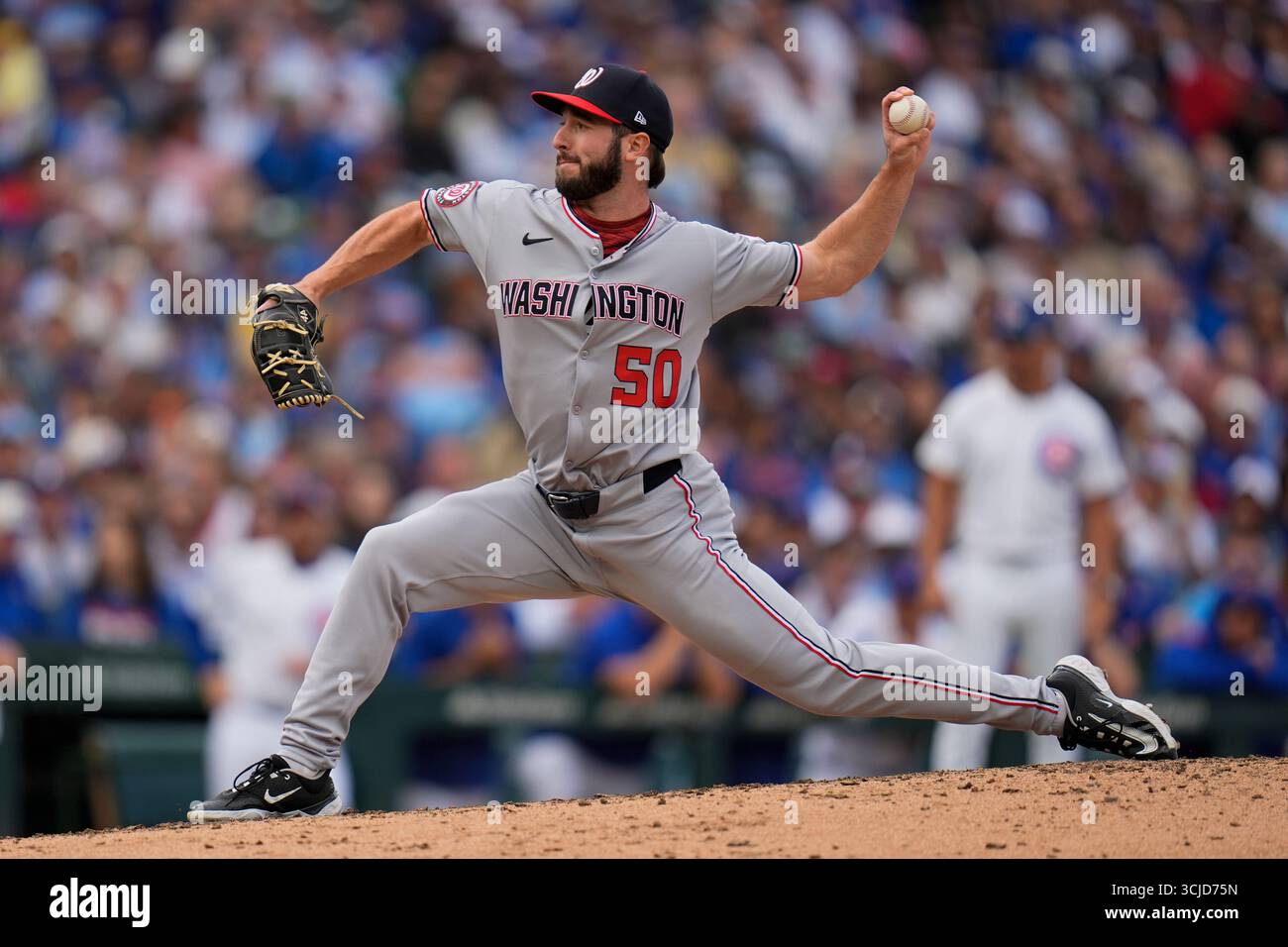 Washington Nationals pitcher PJ Poulin (50) throws against the Chicago ...