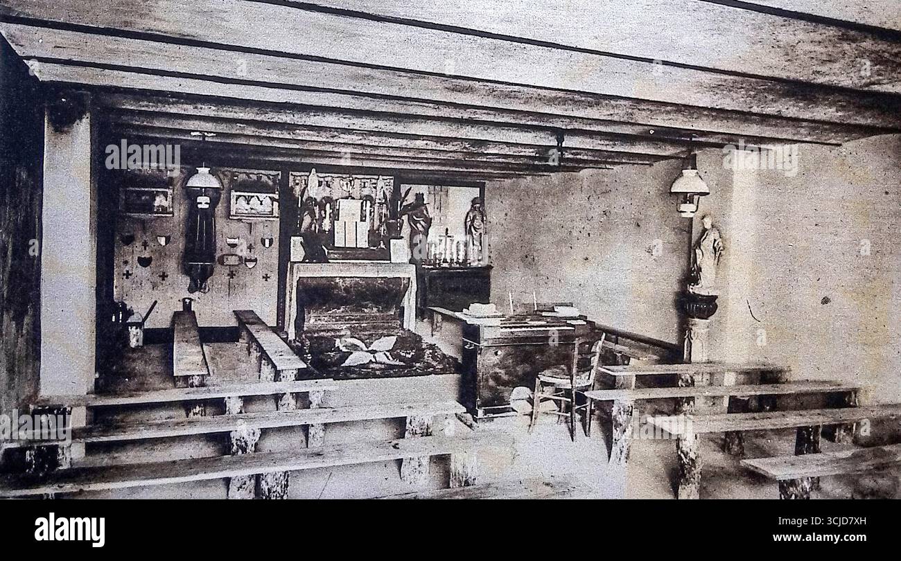 hotograph from Le Miroir, 1915, showing the modest interior of the ...