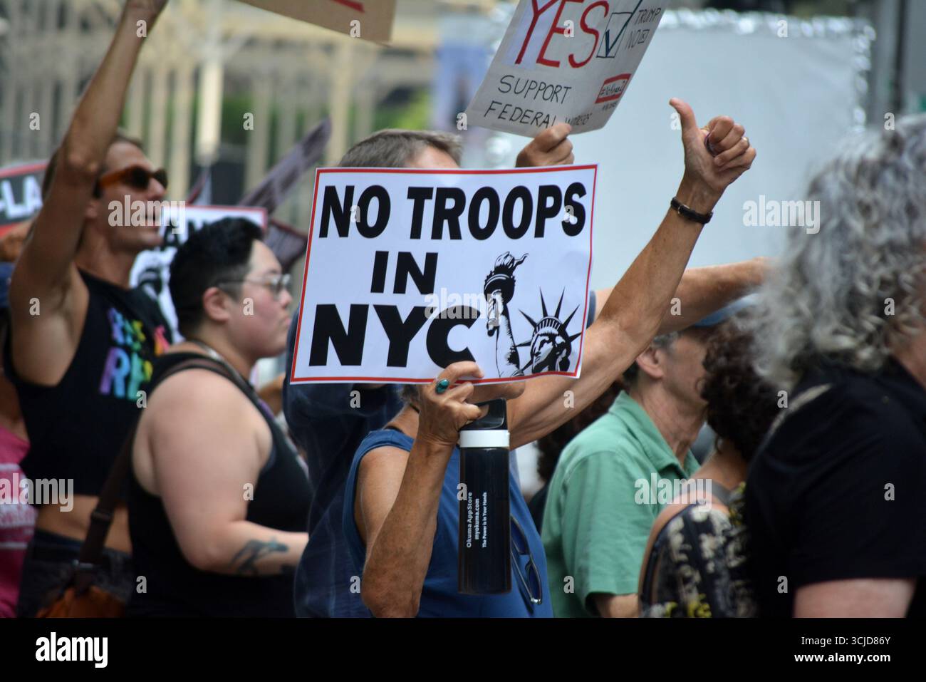 Anti-Trump protest across from Trump Tower on Fifth Avenue during the ...