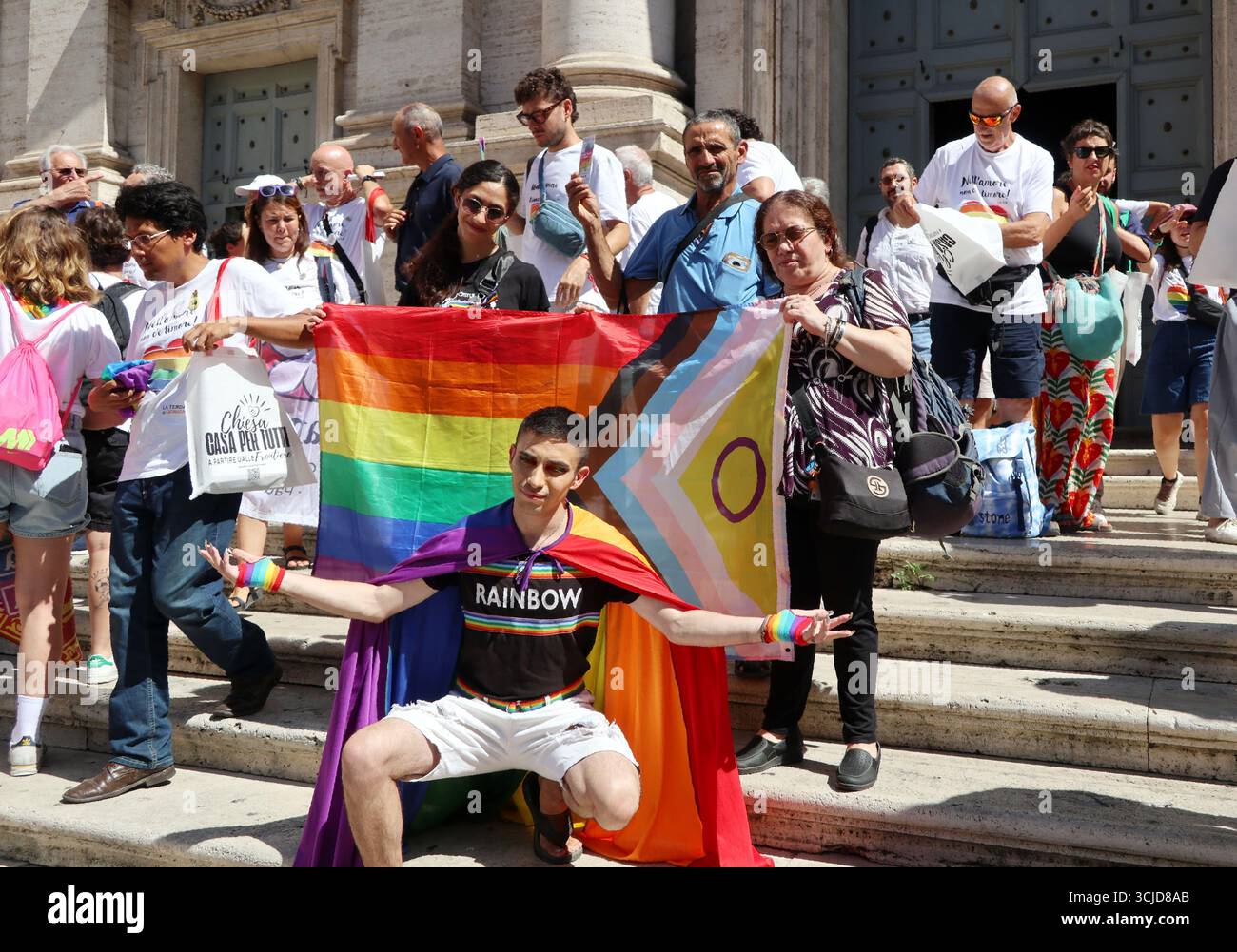 Hundreds of LGBTQ Catholics gather outside chiesa del Gesù church after ...
