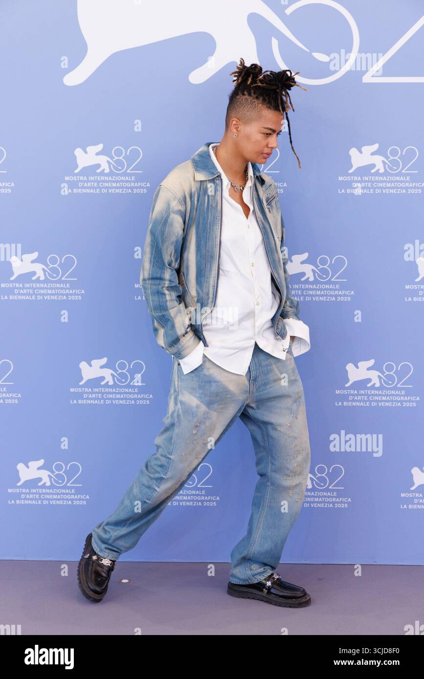 Lala &ace attends the "Chien 51" photocall during the 82nd Venice International Film Festival on ...