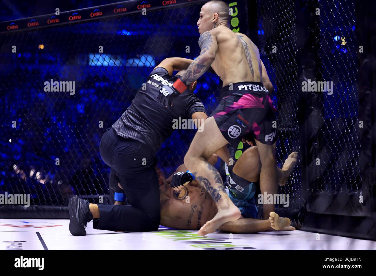 Fran Luka Duric of Croatia fights Stipe Brcic of Croatia in bantamweight fight during FNC 24 ...