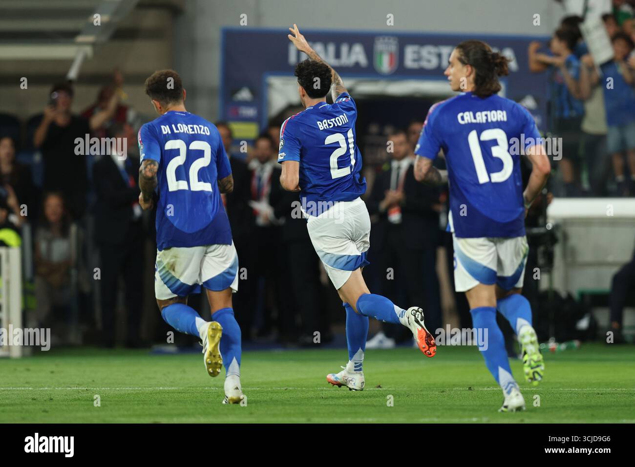 Alessandro Bastoni (Italy) celebrates after scoring his teams fifth ...