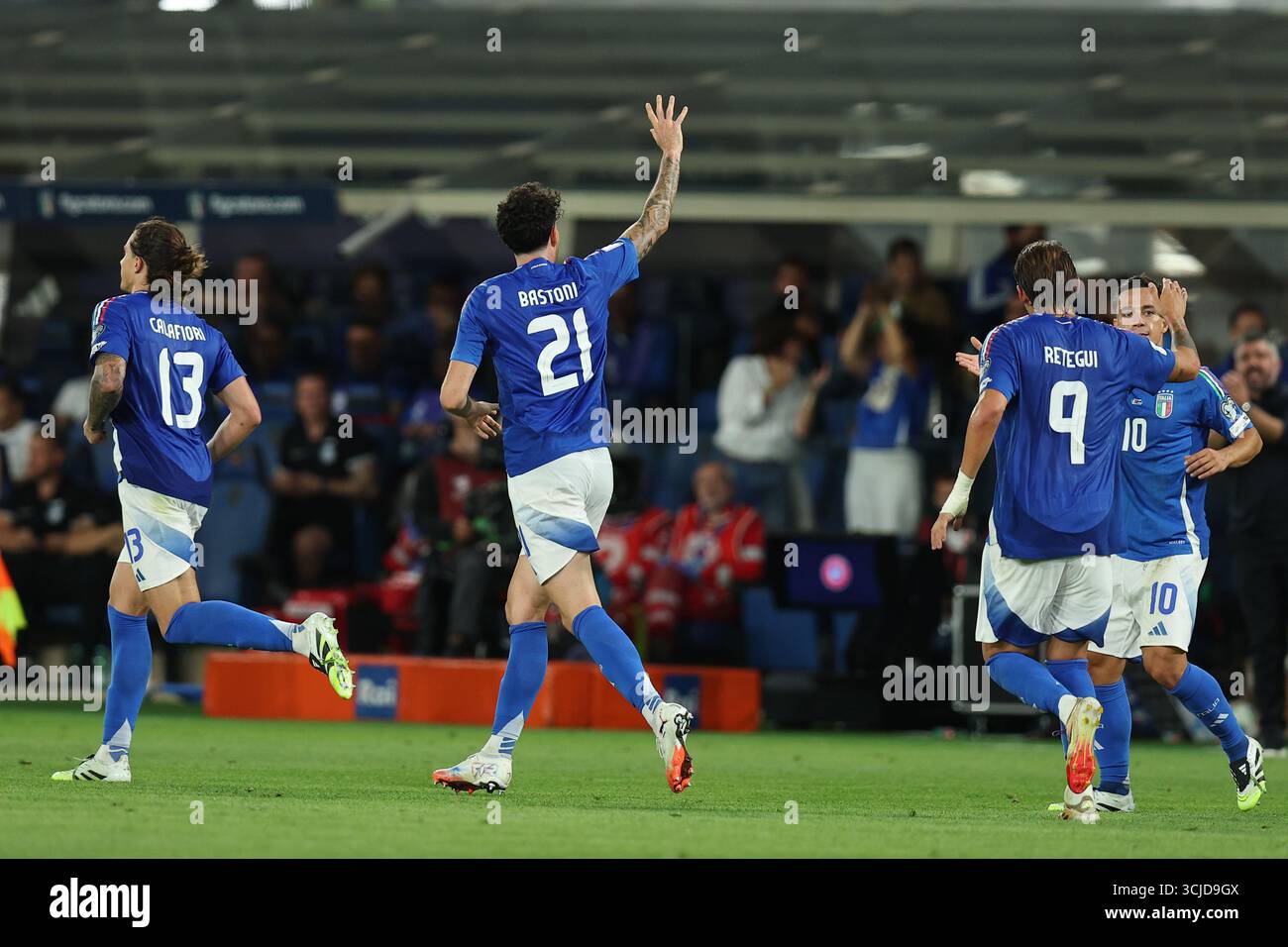 Alessandro Bastoni (Italy) celebrates after scoring his teams fifth ...