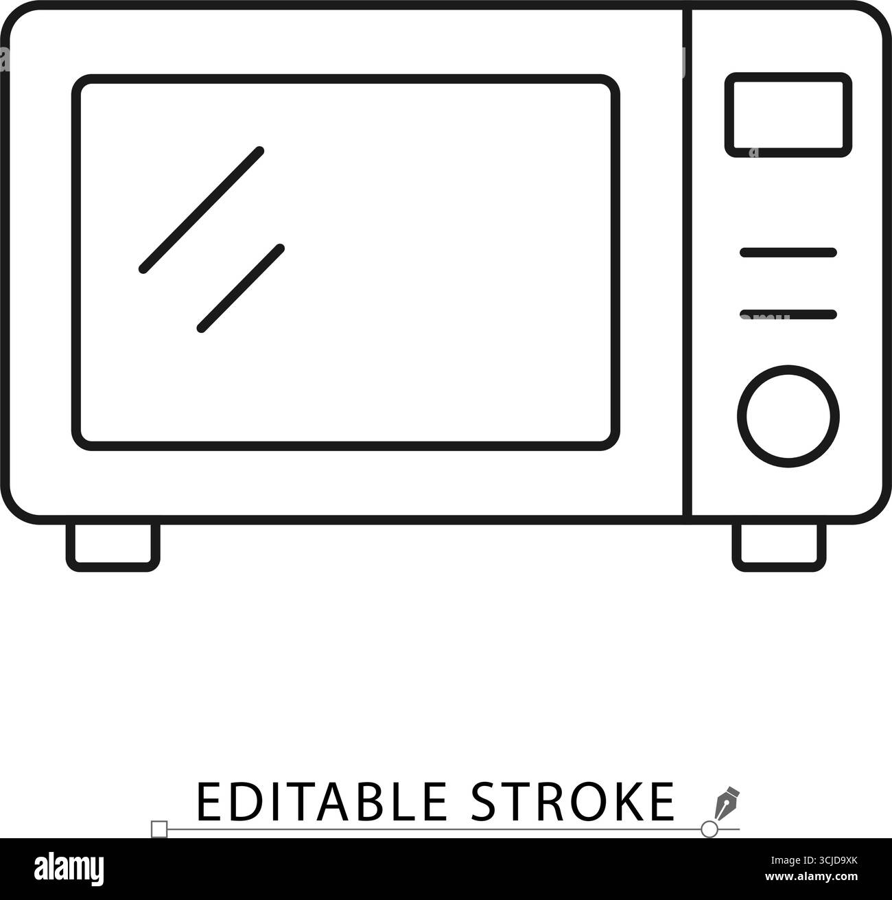 Microwave oven line icon with control panel and front window. Minimal ...