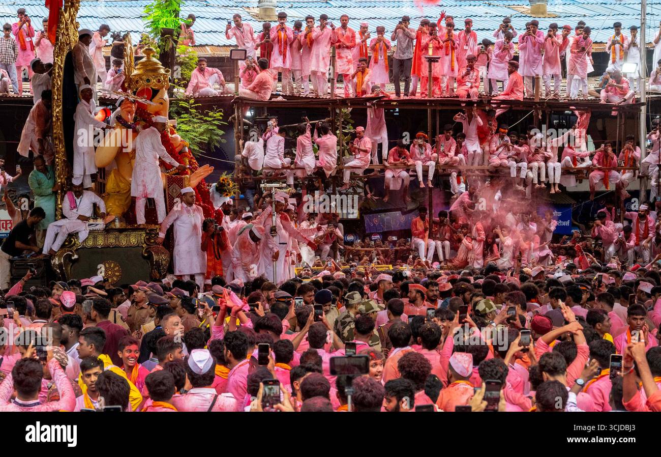 MUMBAI, INDIA - SEPTEMBER 6: People during the Ganesh immersion ...
