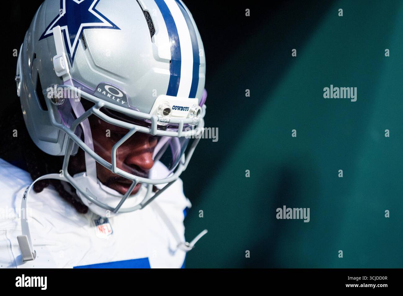 Dallas Cowboys cornerback Trevon Diggs takes the field during warm-ups ...