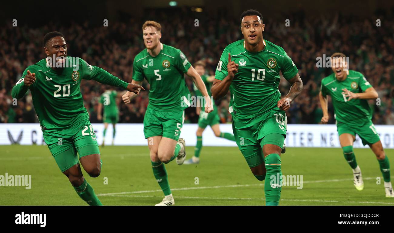 Republic of Ireland's Adam Idah celebrates scoring their side's second ...