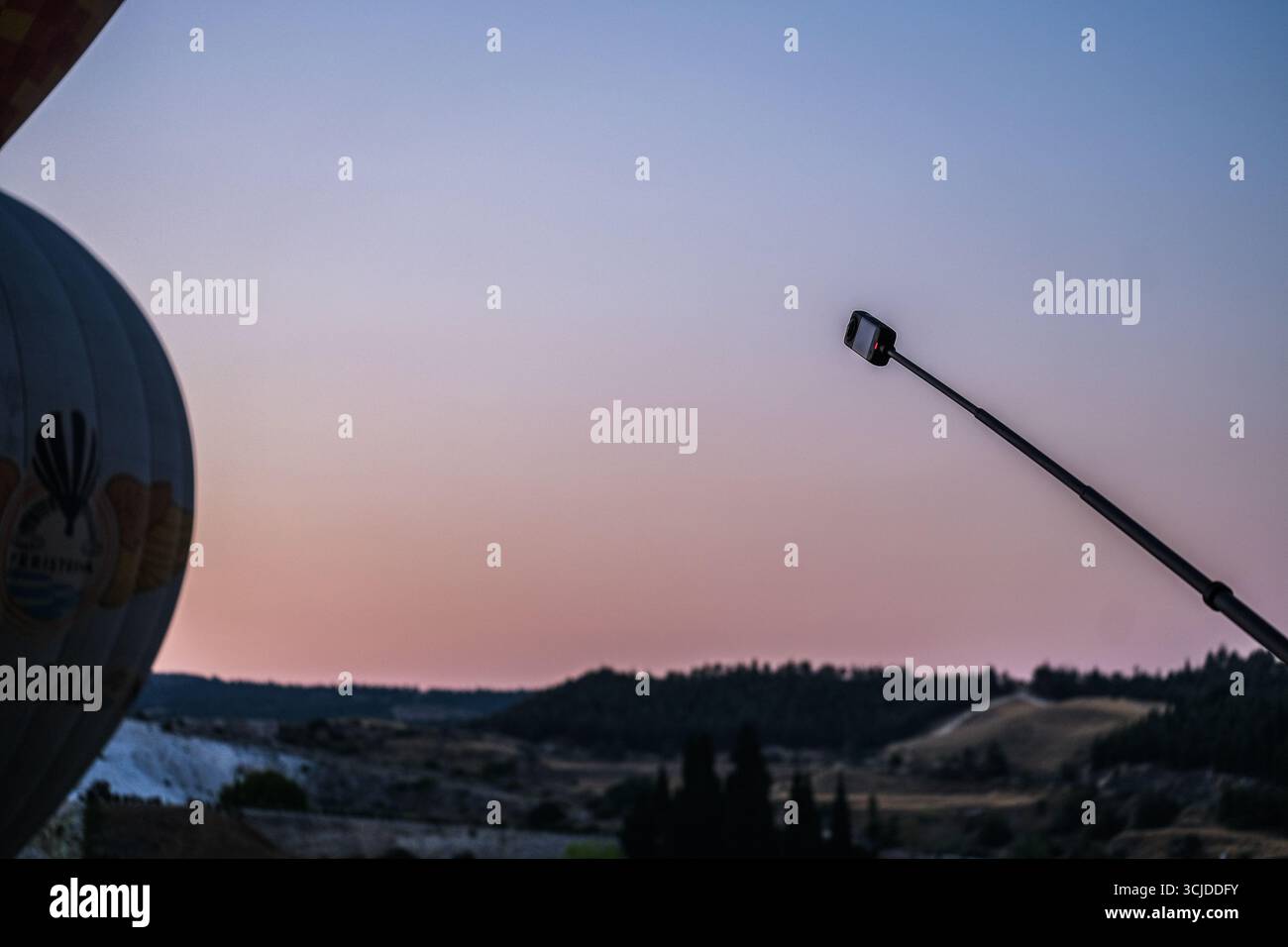 pamukkale, Turkiye, 08.07.2025 Hot air balloon and a 360 camera on a ...