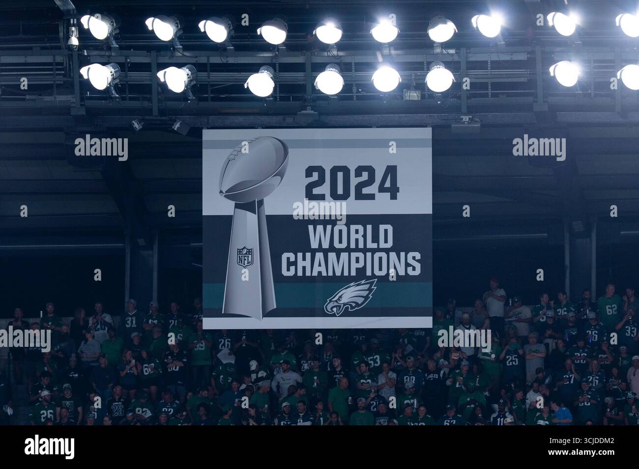 The banner for the Philadelphia Eagles Super Bowl LIX win unveiled ...