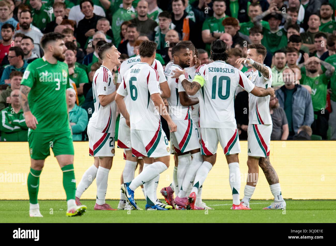 Hungarian players celebrate Barnabas Varga of Hungary scoring during ...