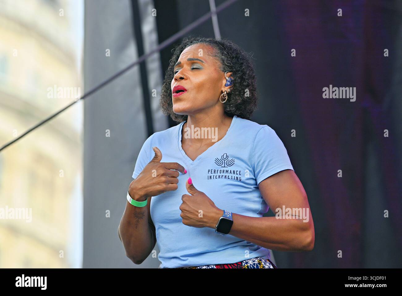 London, UK. 6th Sep, 2025. British sign language interpreter performed ...