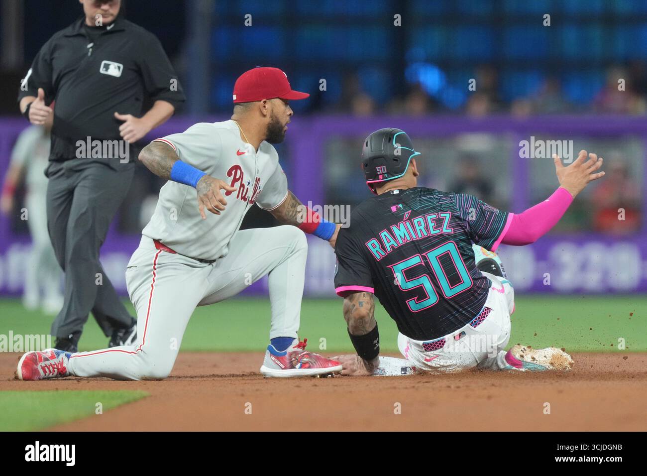 Philadelphia Phillies second baseman Edmundo Sosa tags Miami Marlins ...