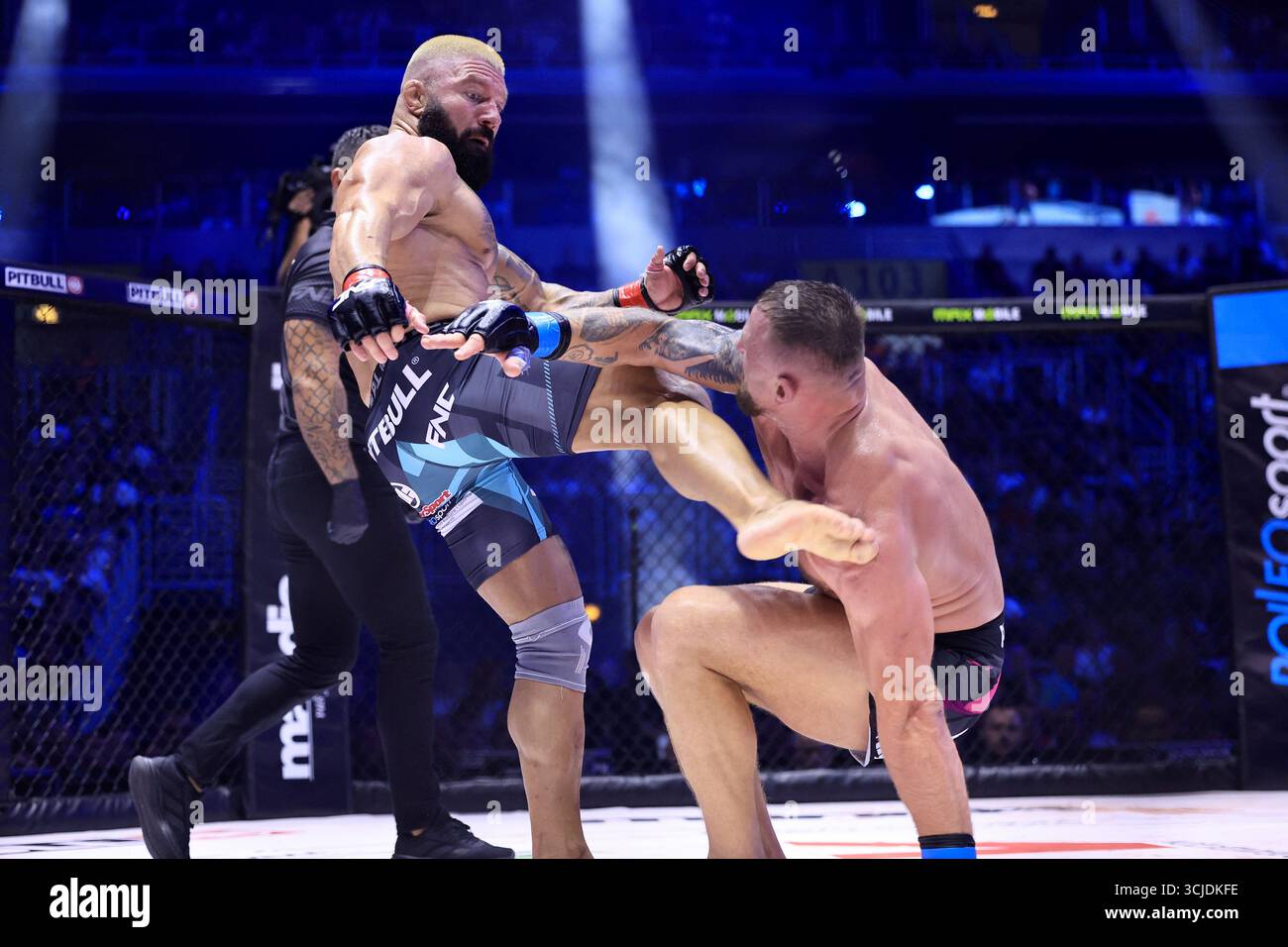 Arturas Kudresovas of Lithuania fights Tomislav Spahovic of Bosnia and Herzegovina in light ...