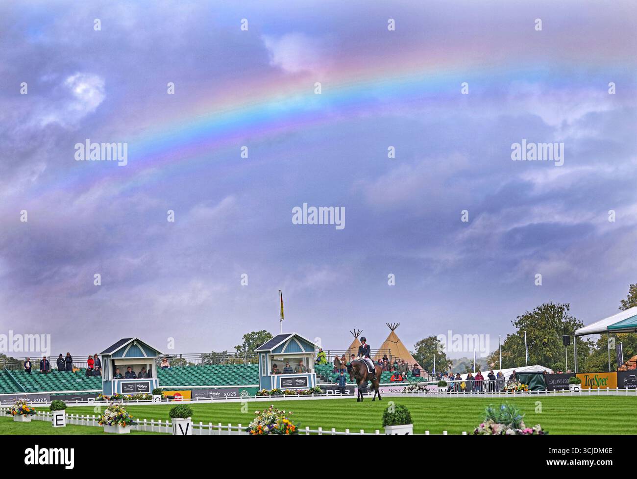 Harry Meade on Et Hop du Matz competes beneath a rainbow in the ...