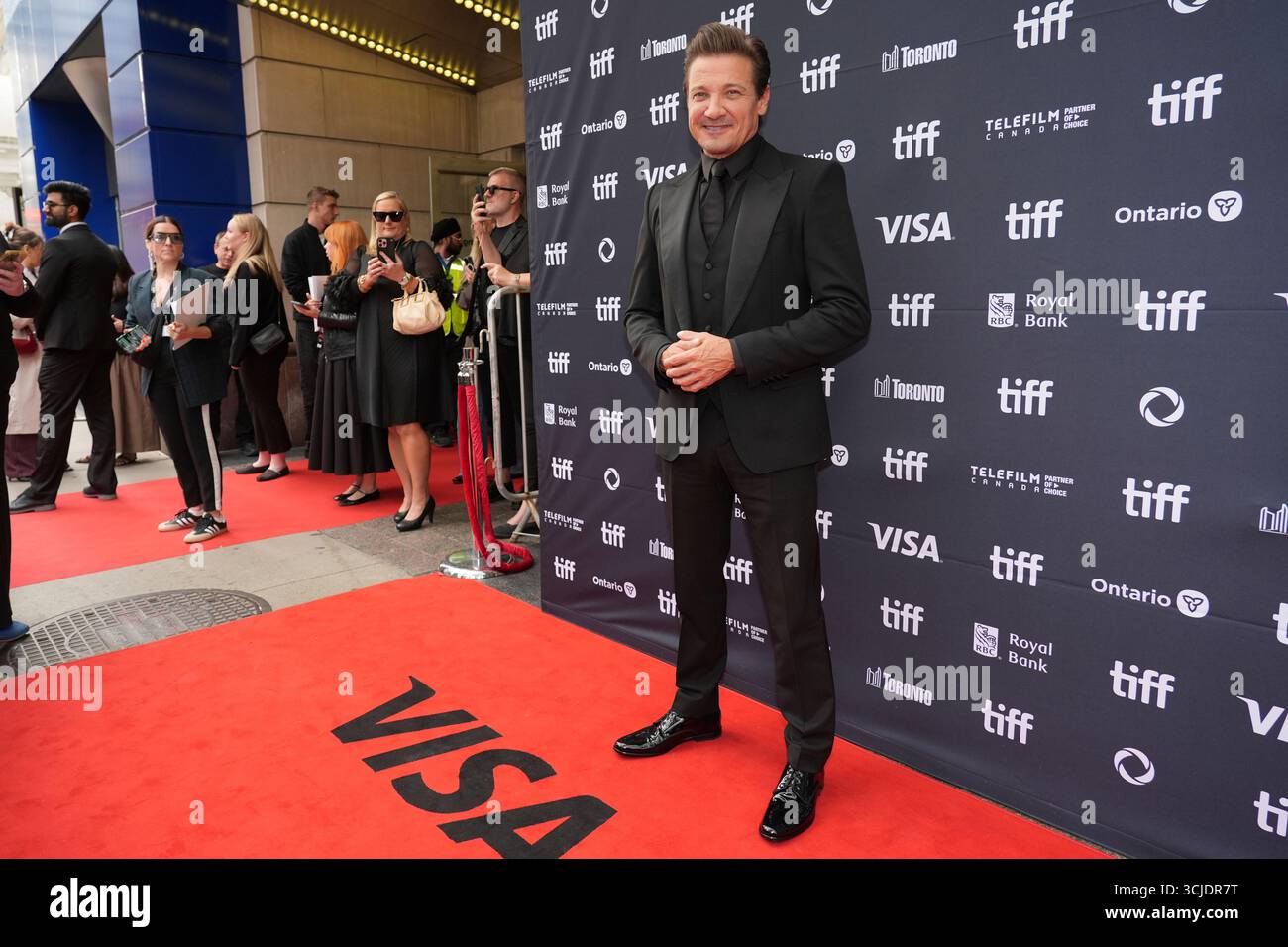 Jeremy Renner attends the premiere of "Wake Up Dead Man: A Knives Out ...