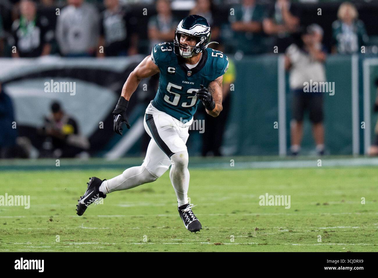 Philadelphia Eagles linebacker Zack Baun in action during an NFL ...