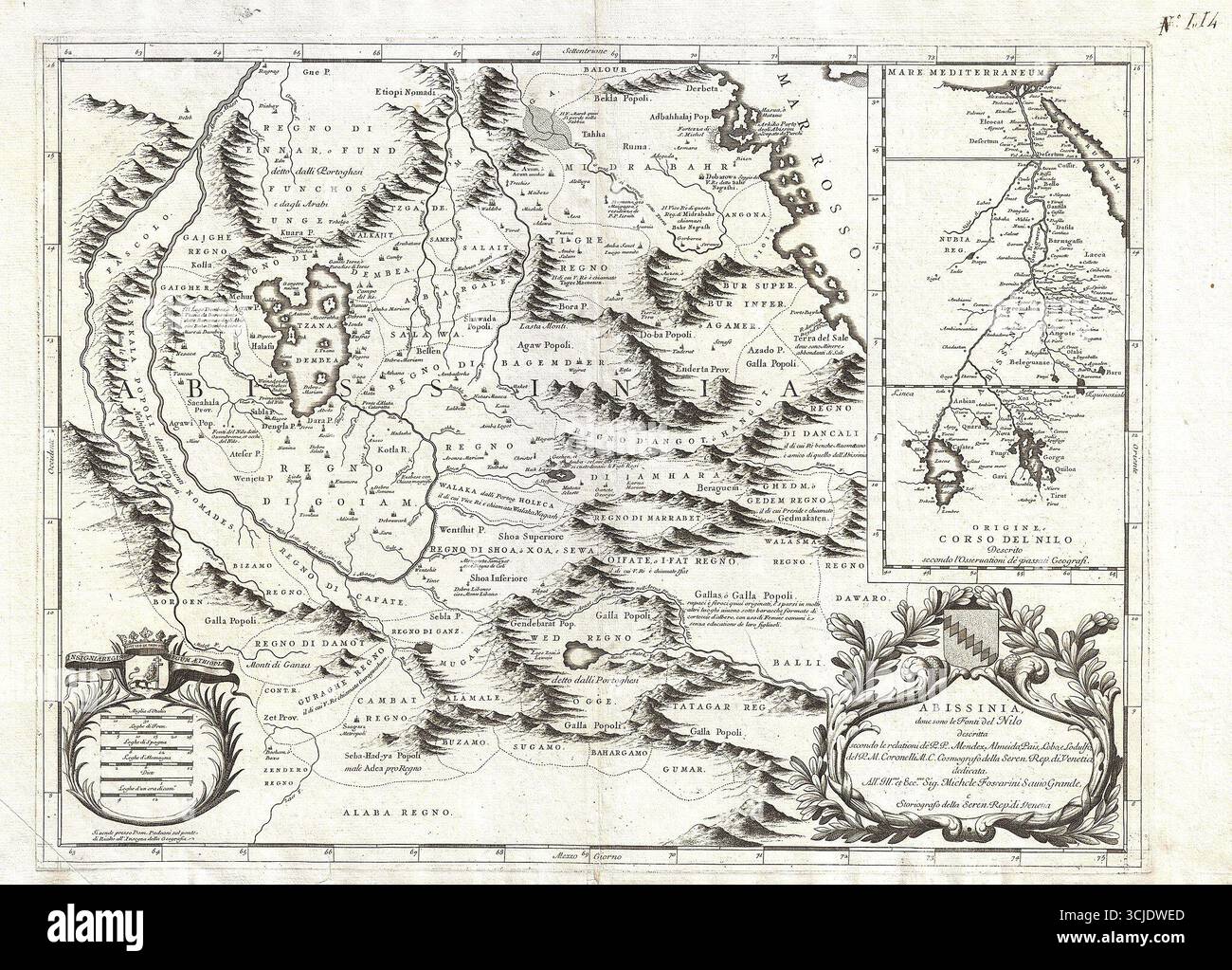 1690 Coronelli Map of Ethiopia, Abyssinia, and the Source of the Blue ...