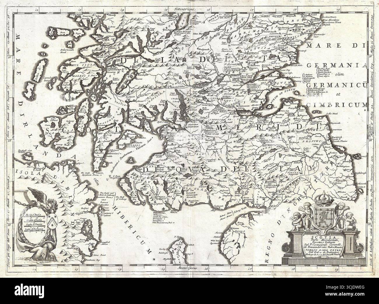 1690 Coronelli Map of Southern Scotland – Scotia Parte Meridionale ...