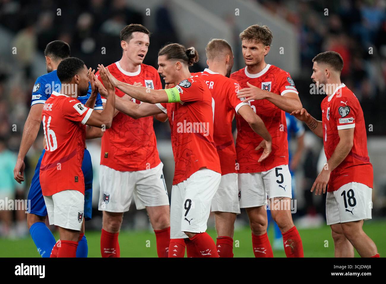 LINZ, AUSTRIA - SEPTEMBER 6: Team Austria celebrates the victory during ...