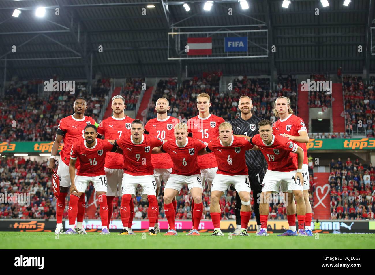 LINZ, AUSTRIA - SEPTEMBER 6: team Austria posing for a team photo prior ...