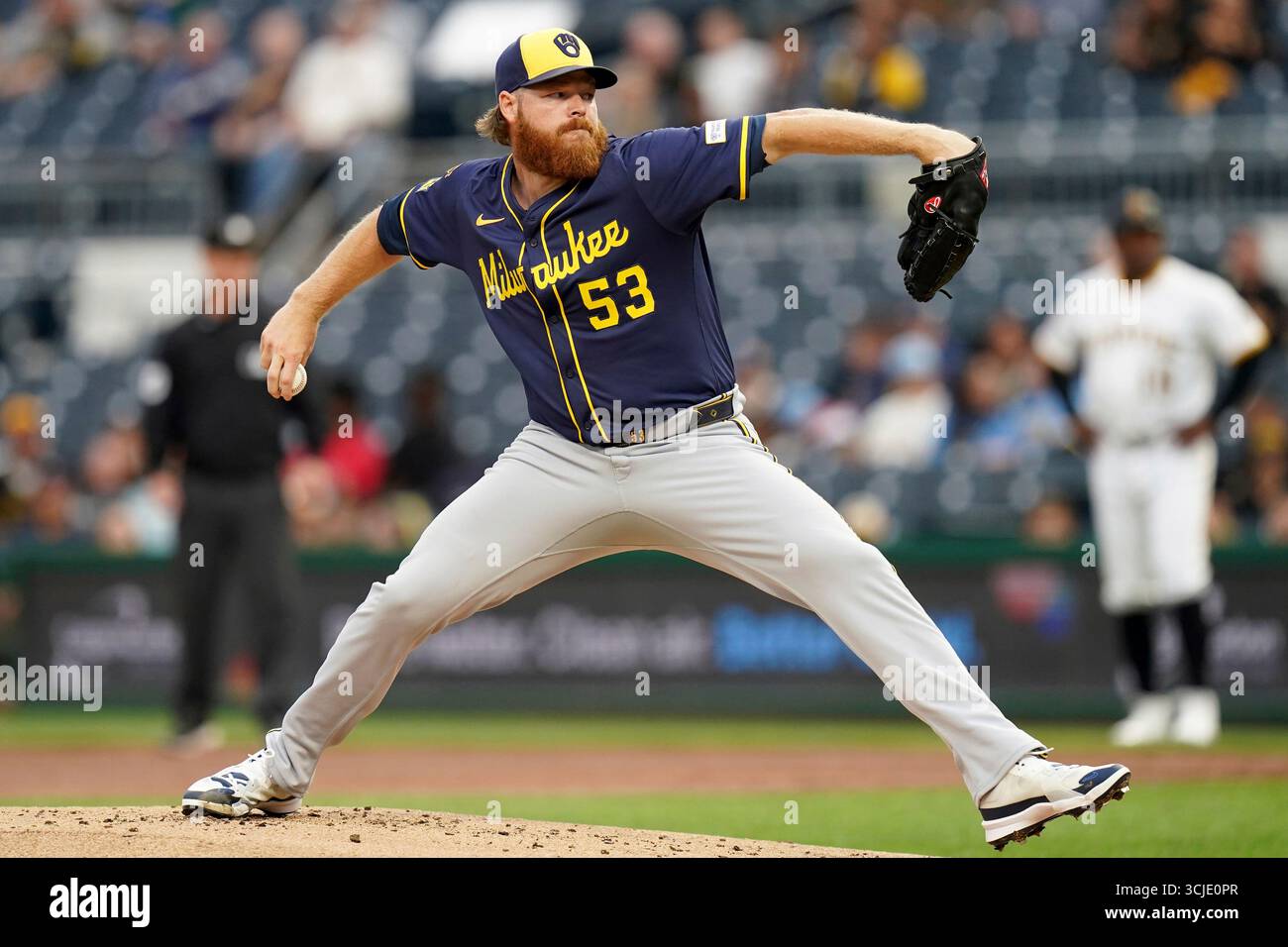 Milwaukee Brewers pitcher Brandon Woodruff delivers during the first ...