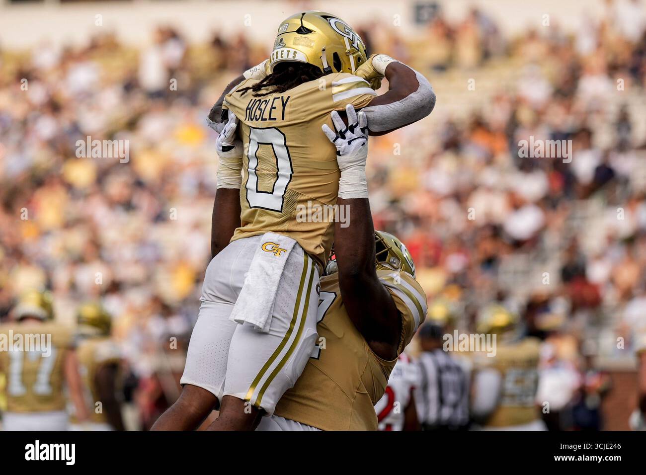 Georgia Tech running back Malachi Hosley (0) celebrates his touchdown ...