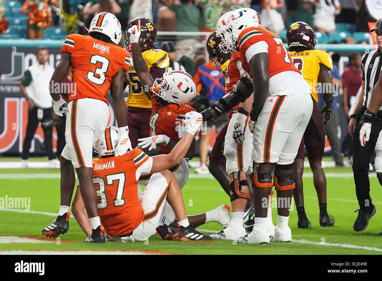Miami Hurricanes running back Mark Fletcher Jr. (4) reacts after ...