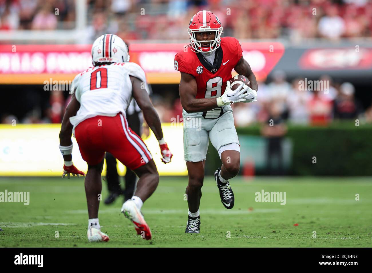 Georgia wide receiver Colbie Young (8) runs with the ball during the ...