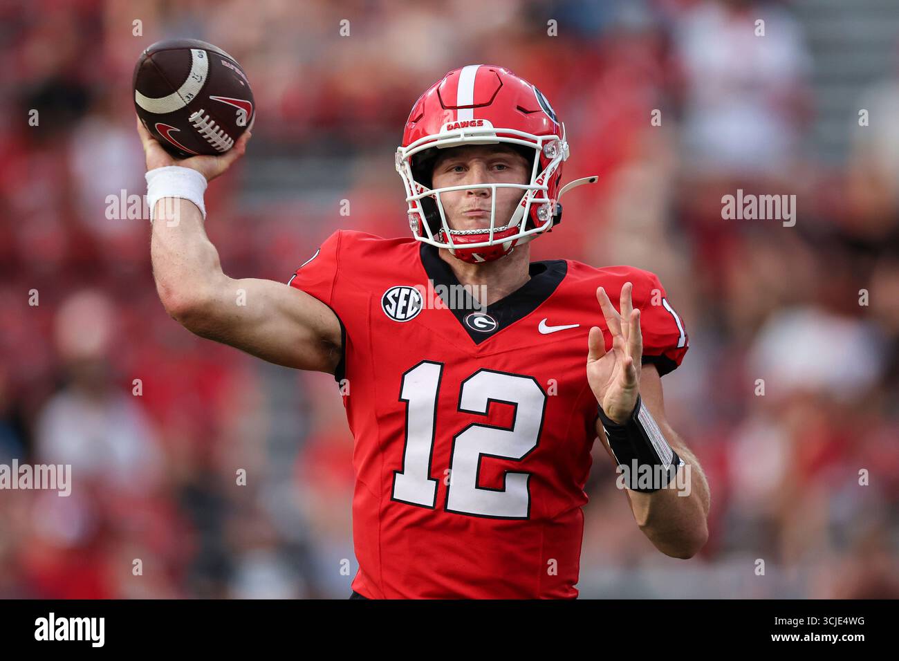 Georgia quarterback Ryan Puglisi (12) throws a pass during the second ...