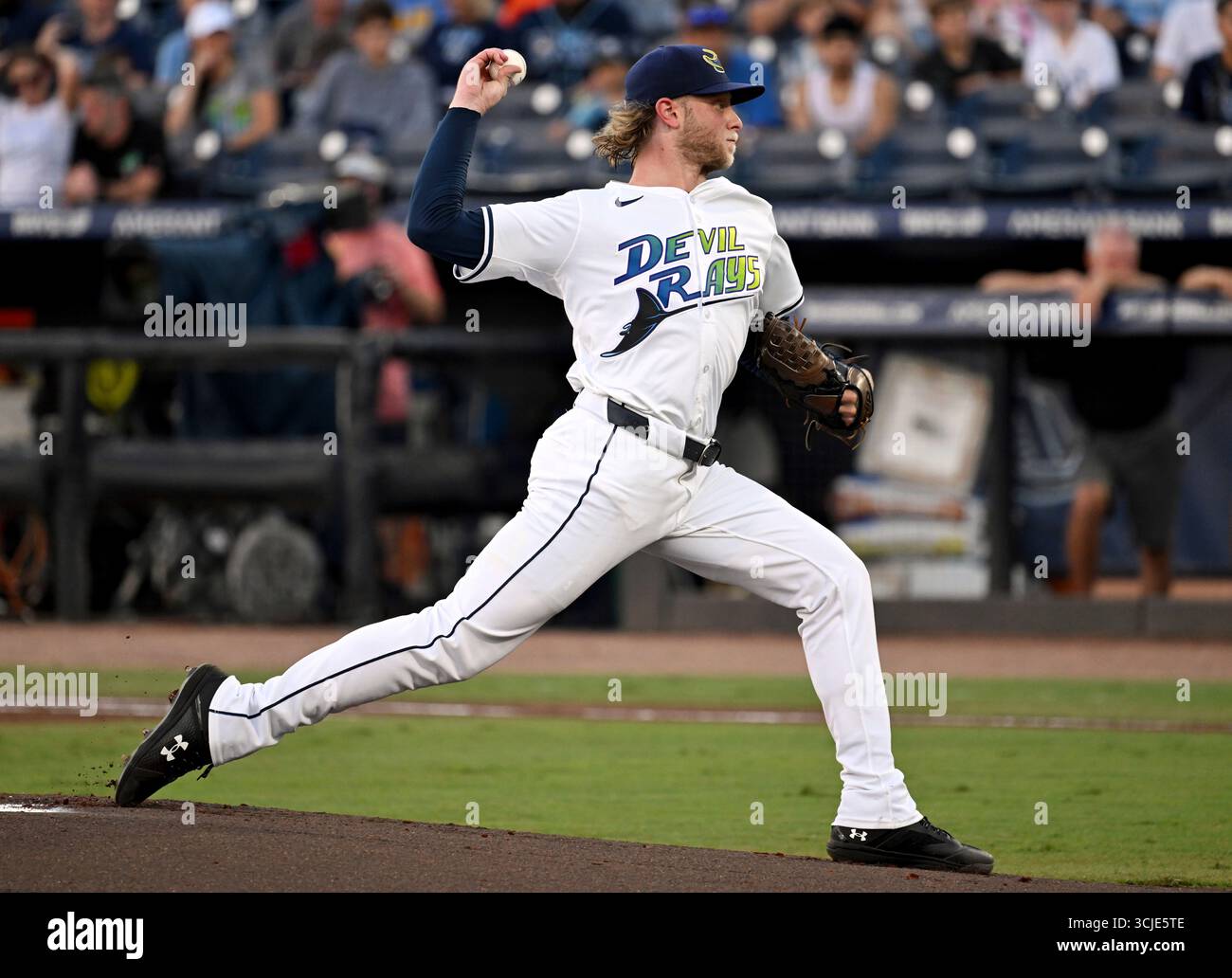 Tampa Bay Rays pitcher Shane Baz throws during the first inning of a ...