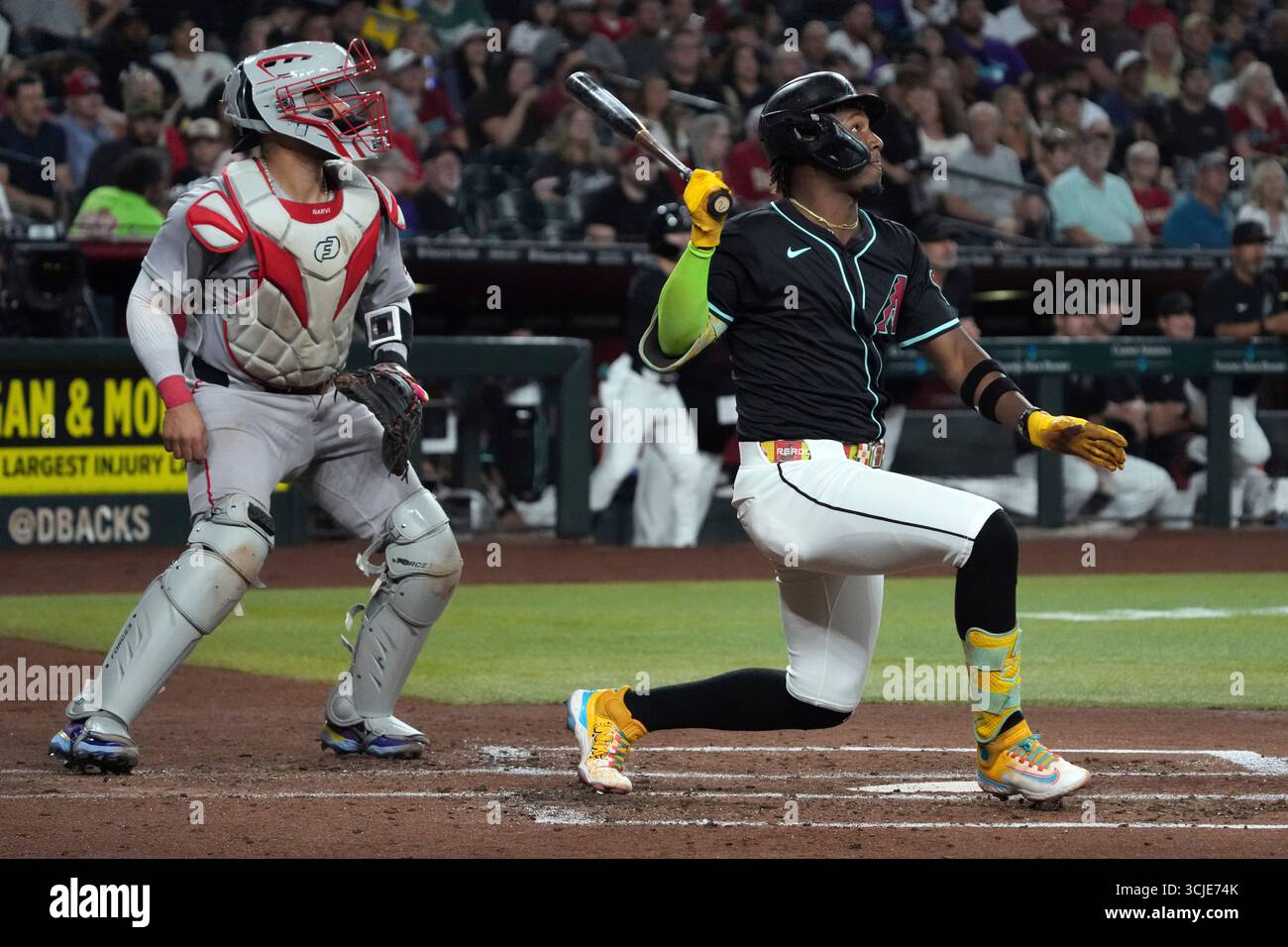 Arizona Diamondbacks' Geraldo Perdomo hits an RBI sacrifice fly out ...