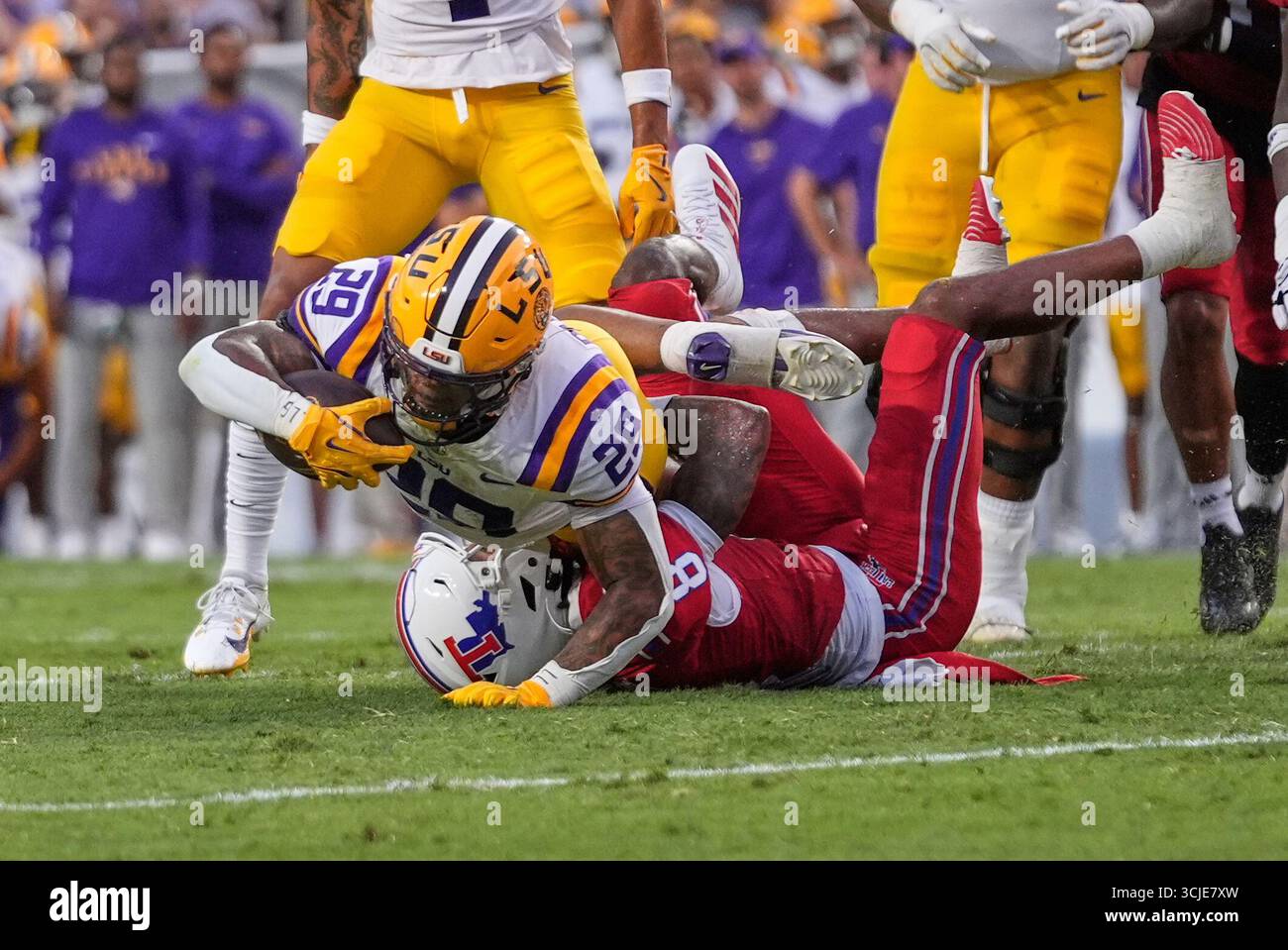 LSU running back Caden Durham (29) caries against Louisiana Tech ...