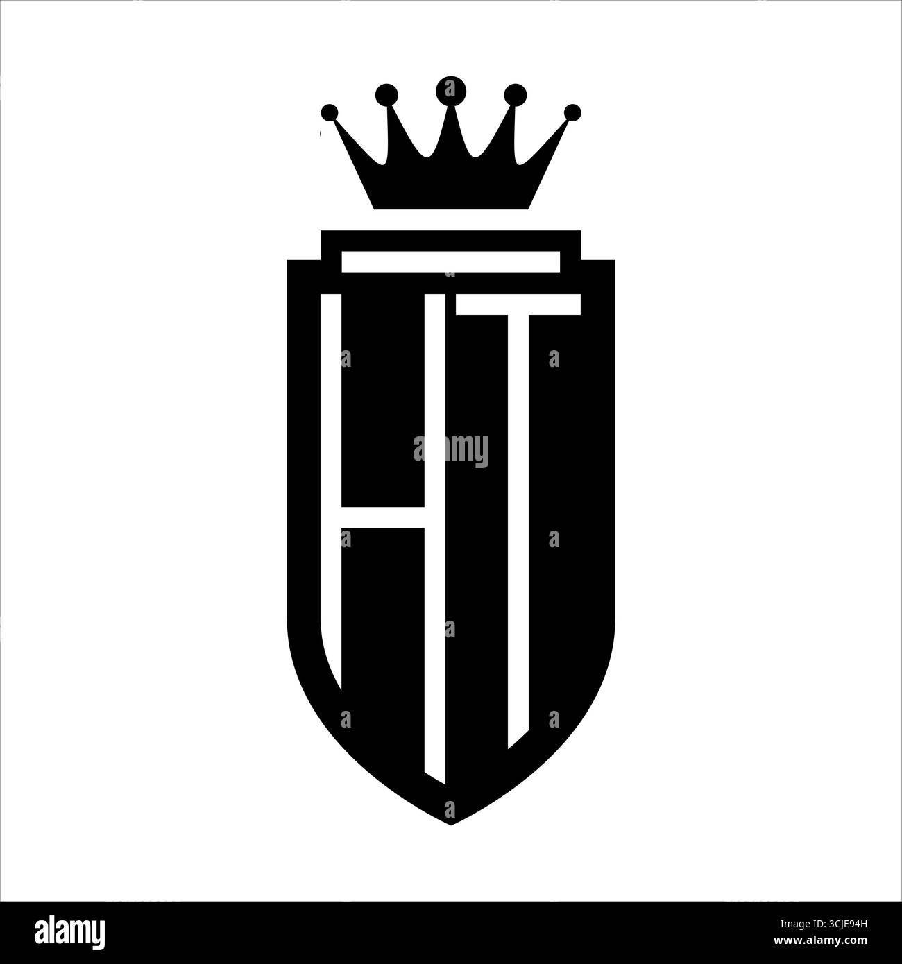 HT Vector logo initials shield with royal crown minimalist, elegant ...