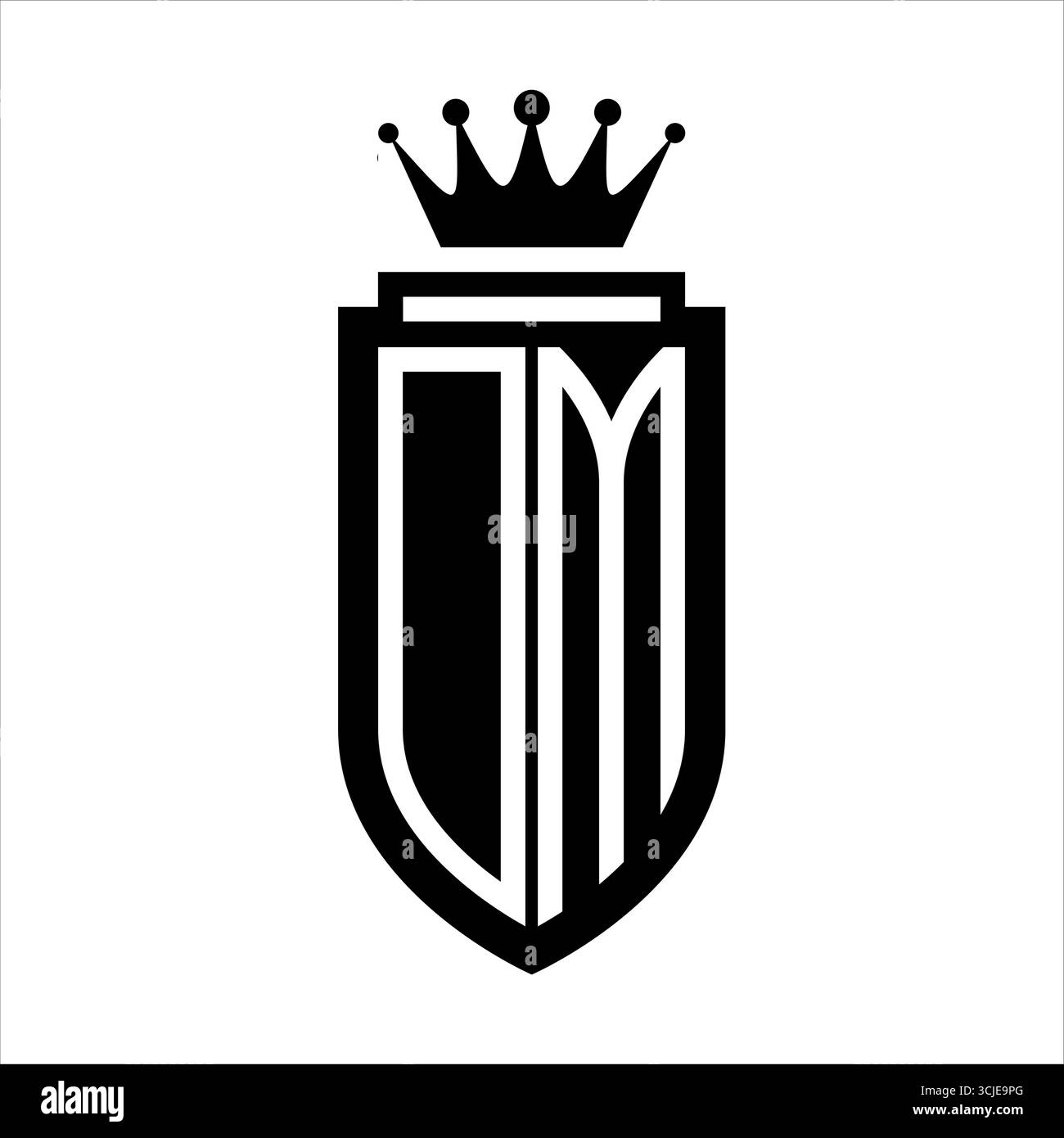 DM Vector logo initials shield with royal crown minimalist, elegant ...