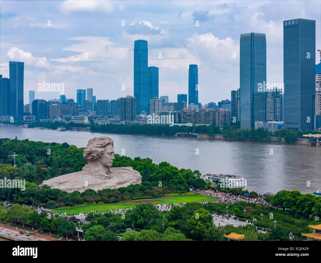 Aerial view of the giant sculpture-building of Young Mao Zedong in ...