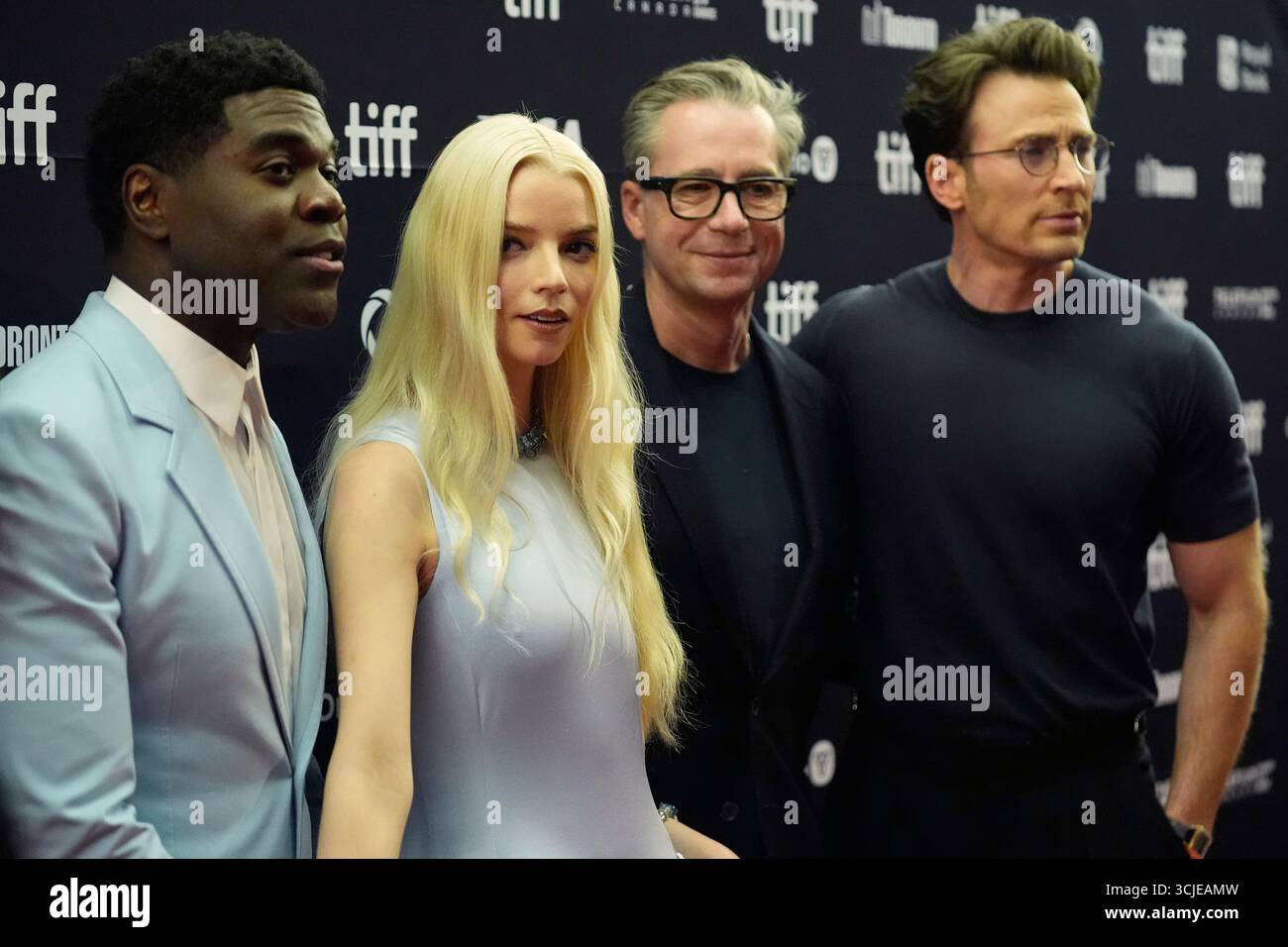 Sam Richardson, from left, Anya Taylor-Joy, producer Robert Walak, and ...