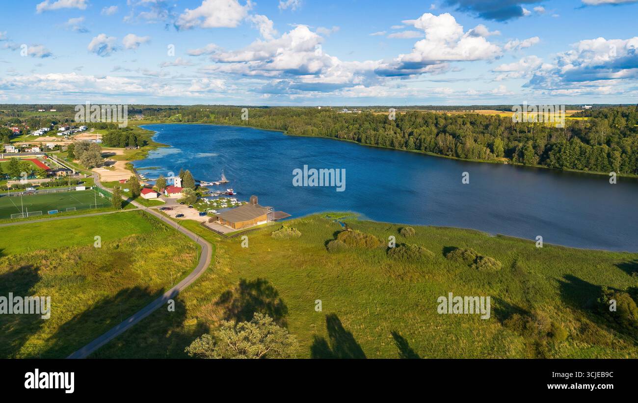 Aerial view of the Viljandi Lake in the centre of Estonia in the Baltic ...