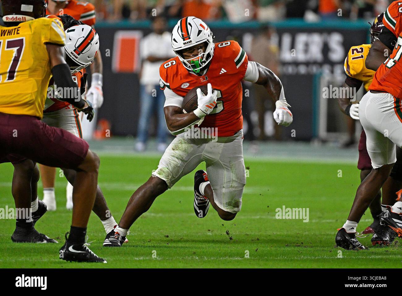 MIAMI GARDENS, FL - SEPTEMBER 06: Miami running back CharMar Brown (6 ...