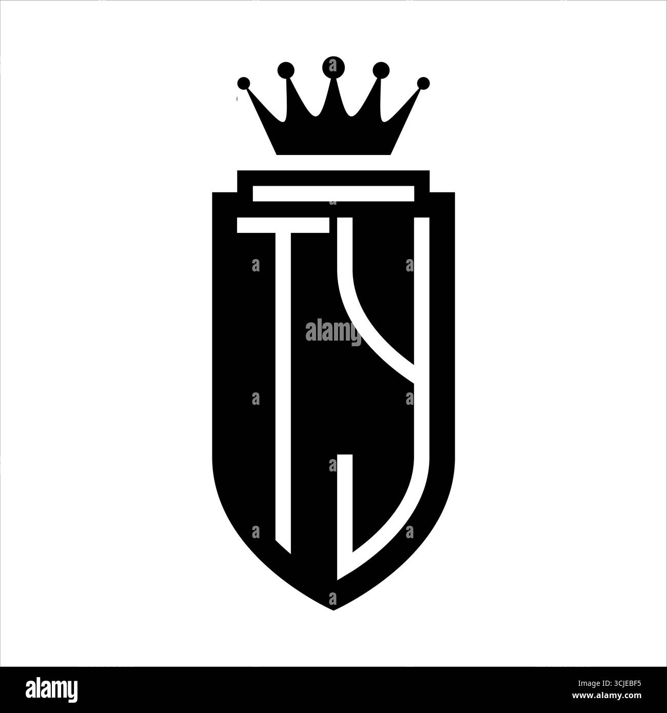 TY Vector logo initials shield with royal crown minimalist, elegant ...