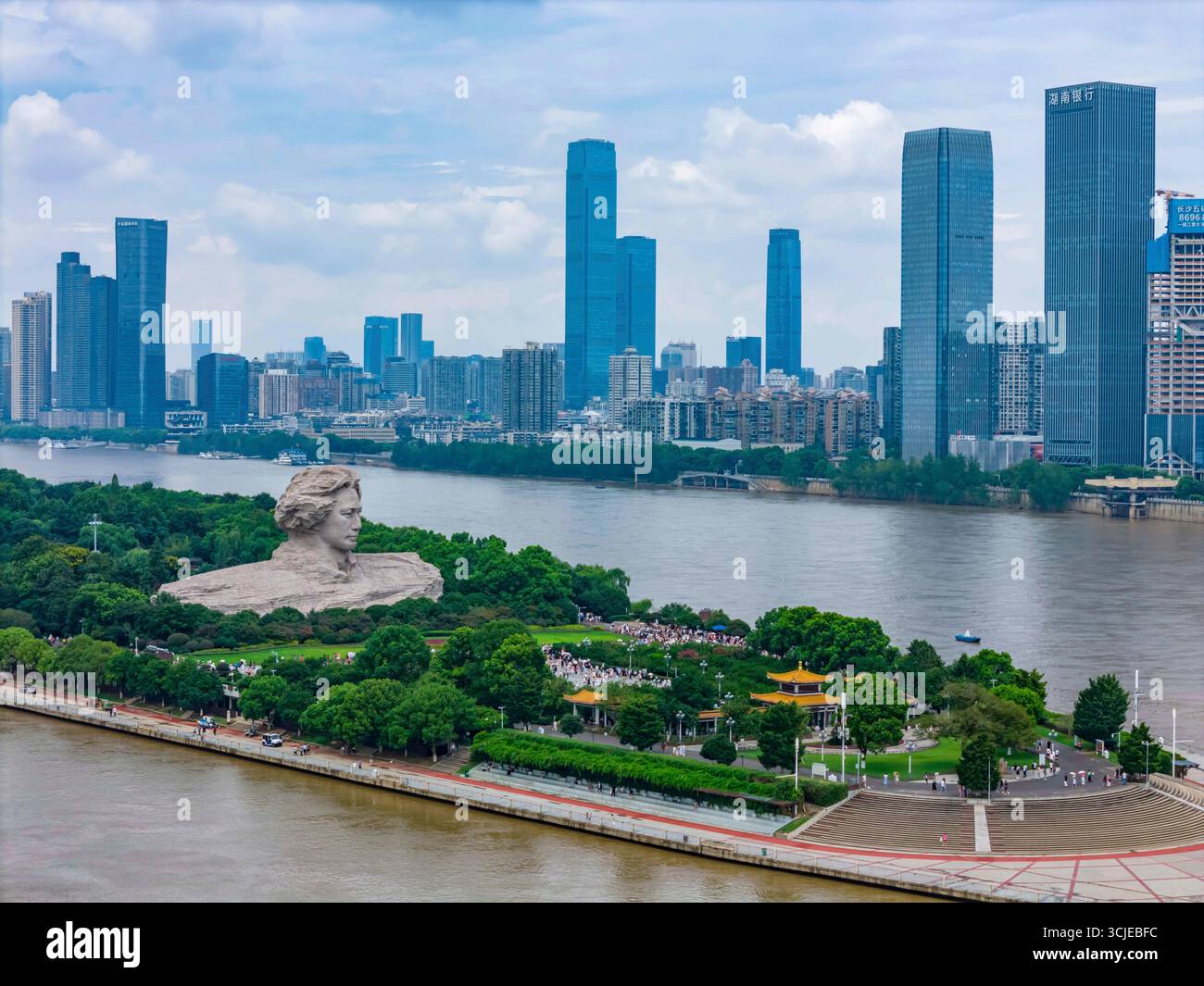 Aerial view of the giant sculpture-building of Young Mao Zedong in ...