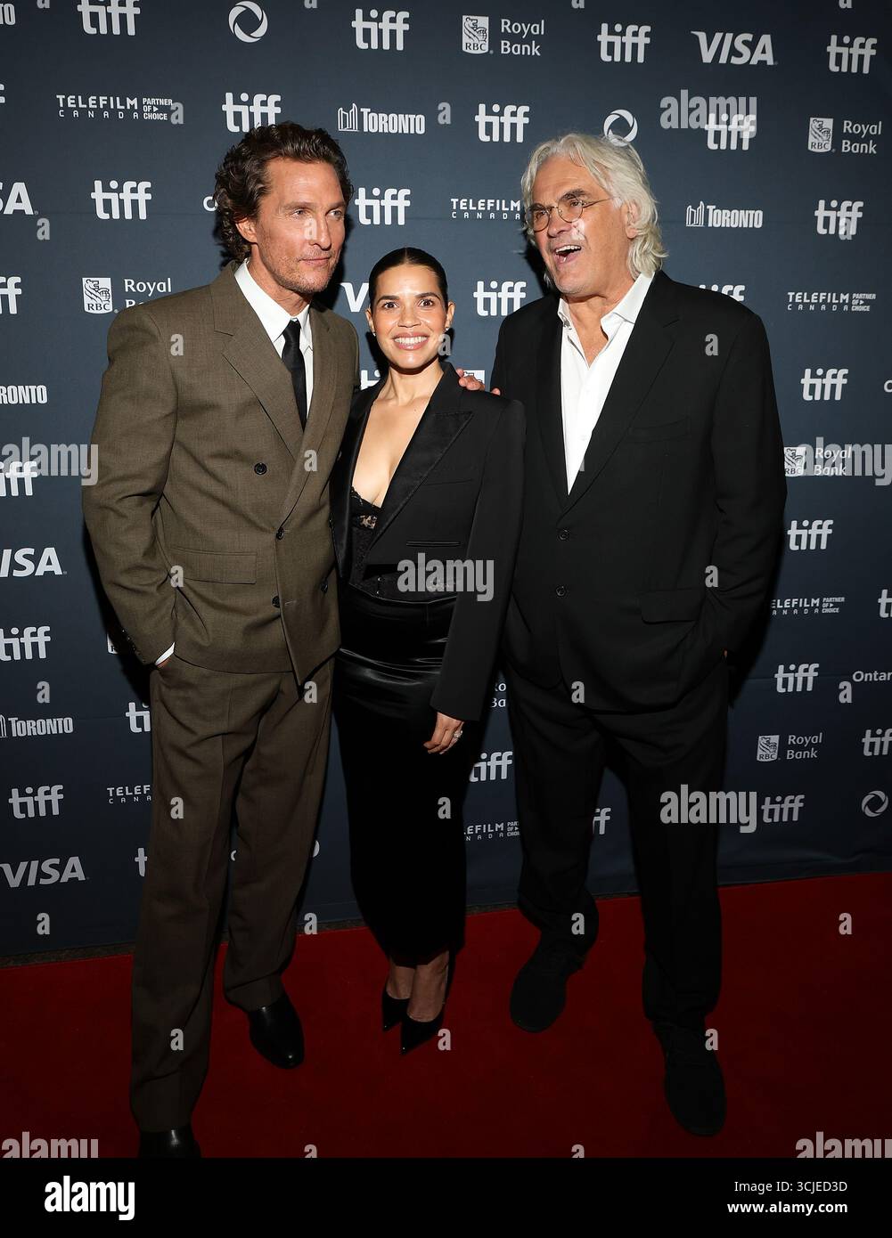 Matthew McConaughey, America Ferrera and Paul Greengrass attend the premiere of "Steve" during ...