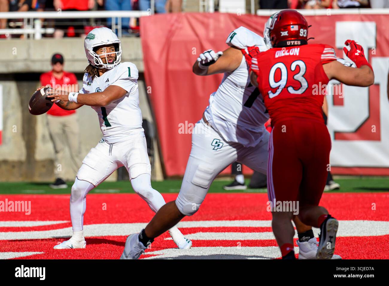 Cal Poly quarterback Anthony Grigsby Jr. (1) looks to pass during an ...