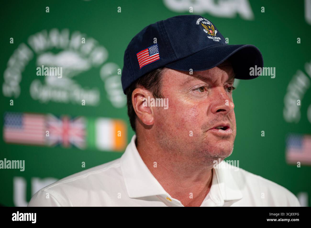 The USA team's captain Nathan Smith speaks during a press conference ...