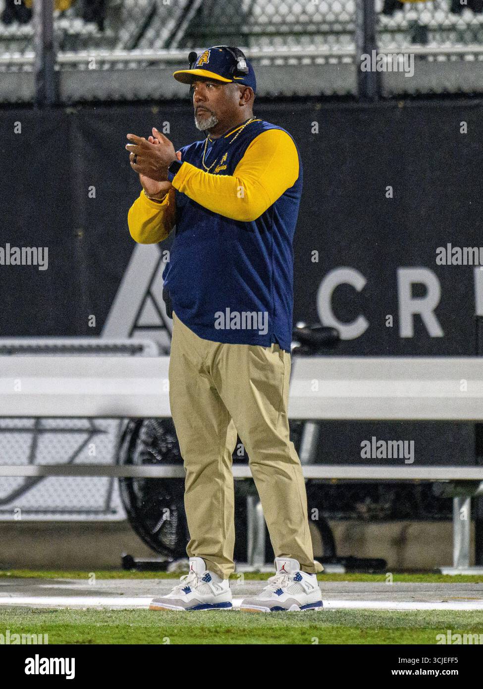 September 6, 2025: N.C. A&T Aggies head coach Shawn Gibbs in the second ...