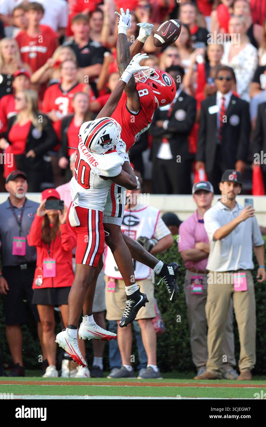 ATHENS, GA - SEPTEMBER 06: Wide receiver Colbie Young #8 of the Georgia ...