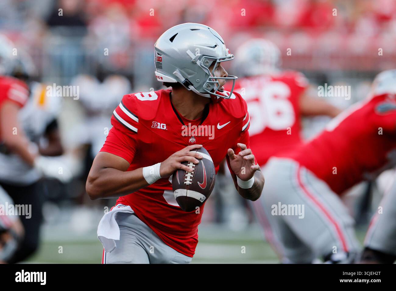 Ohio State quarterback Tavien St. Clair plays against Grambling State ...