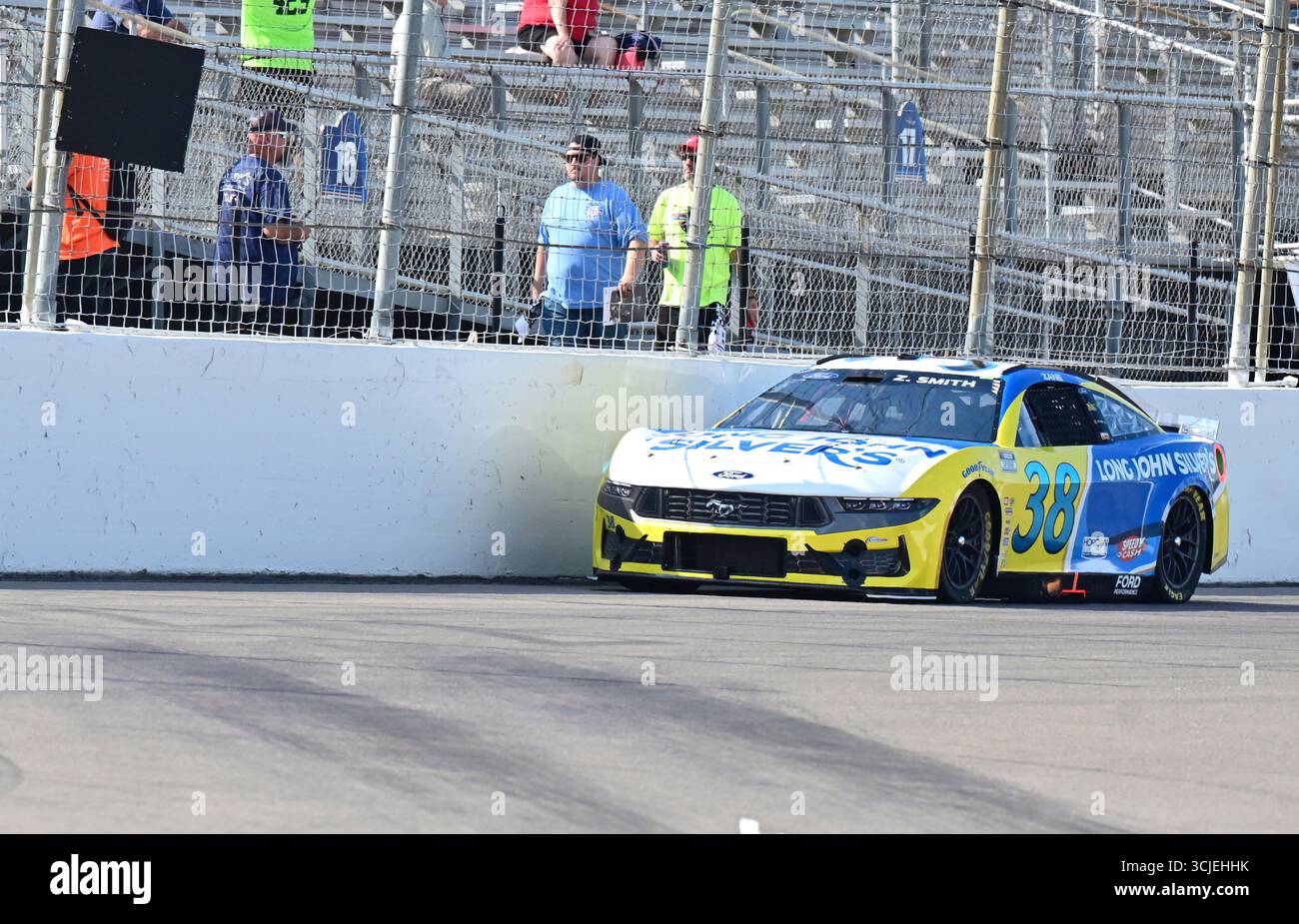 MADISON, IL - SEPTEMBER 06: Zane Smith (#38 Front Row Motorsports Long John Silver's Ford) as ...